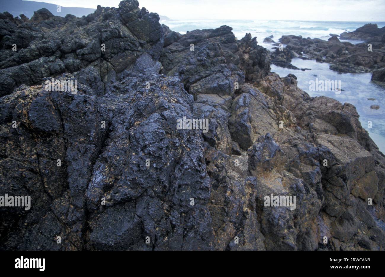 Rocks with oil, Doninos beach with oil, The Prestige oil spill , A ...