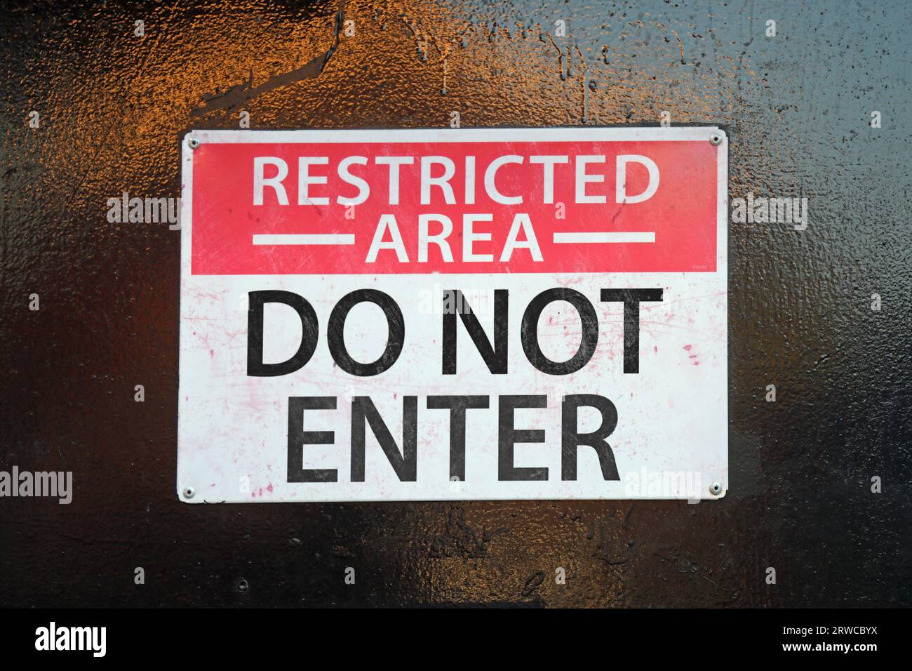 sign with large TEXT DO NOT ENTER in a protected area that is not ...