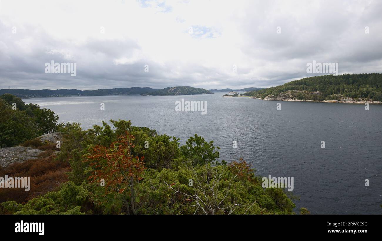 View from the high coast of Orust island down to the sea Stock Photo ...