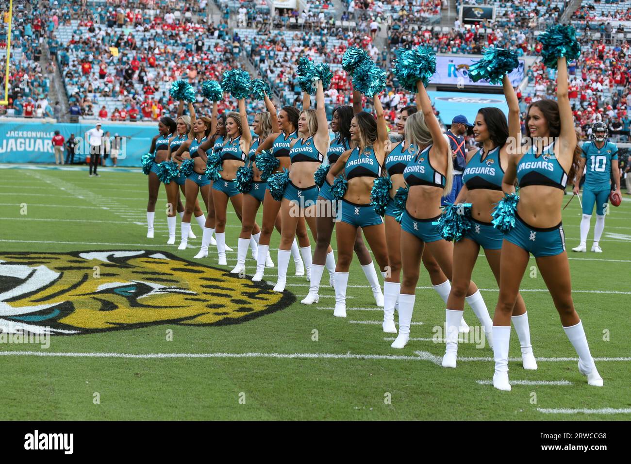 Jacksonville Jaguars cheerleaders perform before an NFL football game ...
