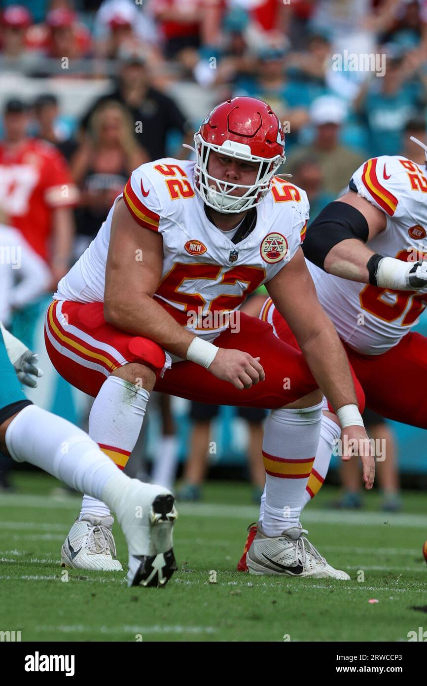 Kansas City Chiefs center Creed Humphrey (52) in action during an NFL ...