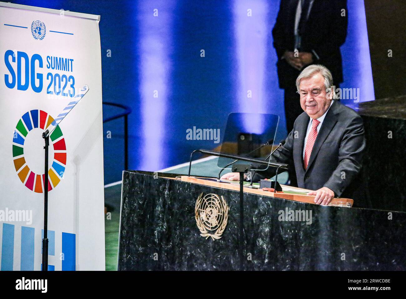 New York, New York, USA. 18th Sep, 2023. Secretary-General, ANTONIO GUTERRES, speaks at the High ...