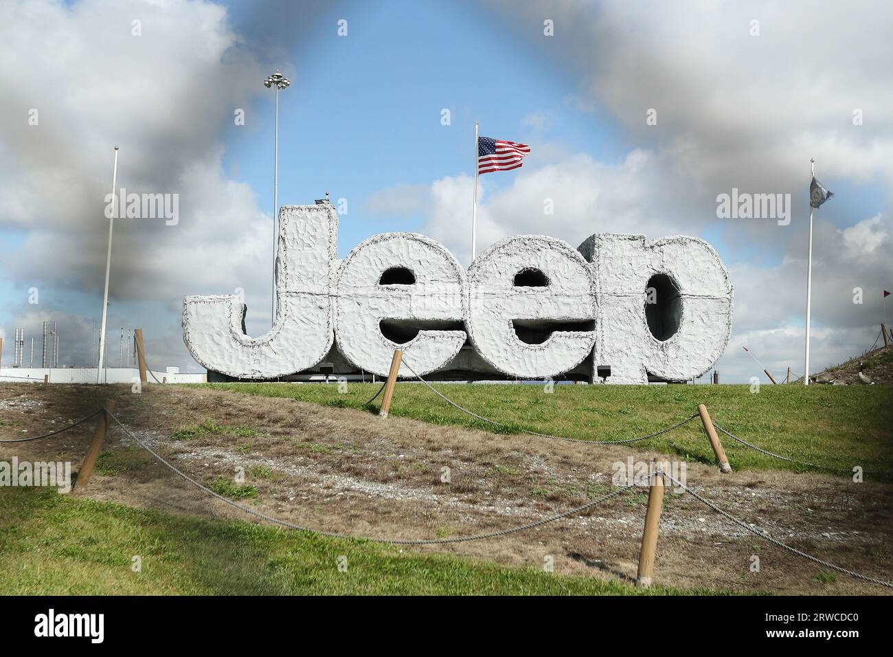 Toledo, United States. 18th Sep, 2023. A large Jeep sign is seen ...