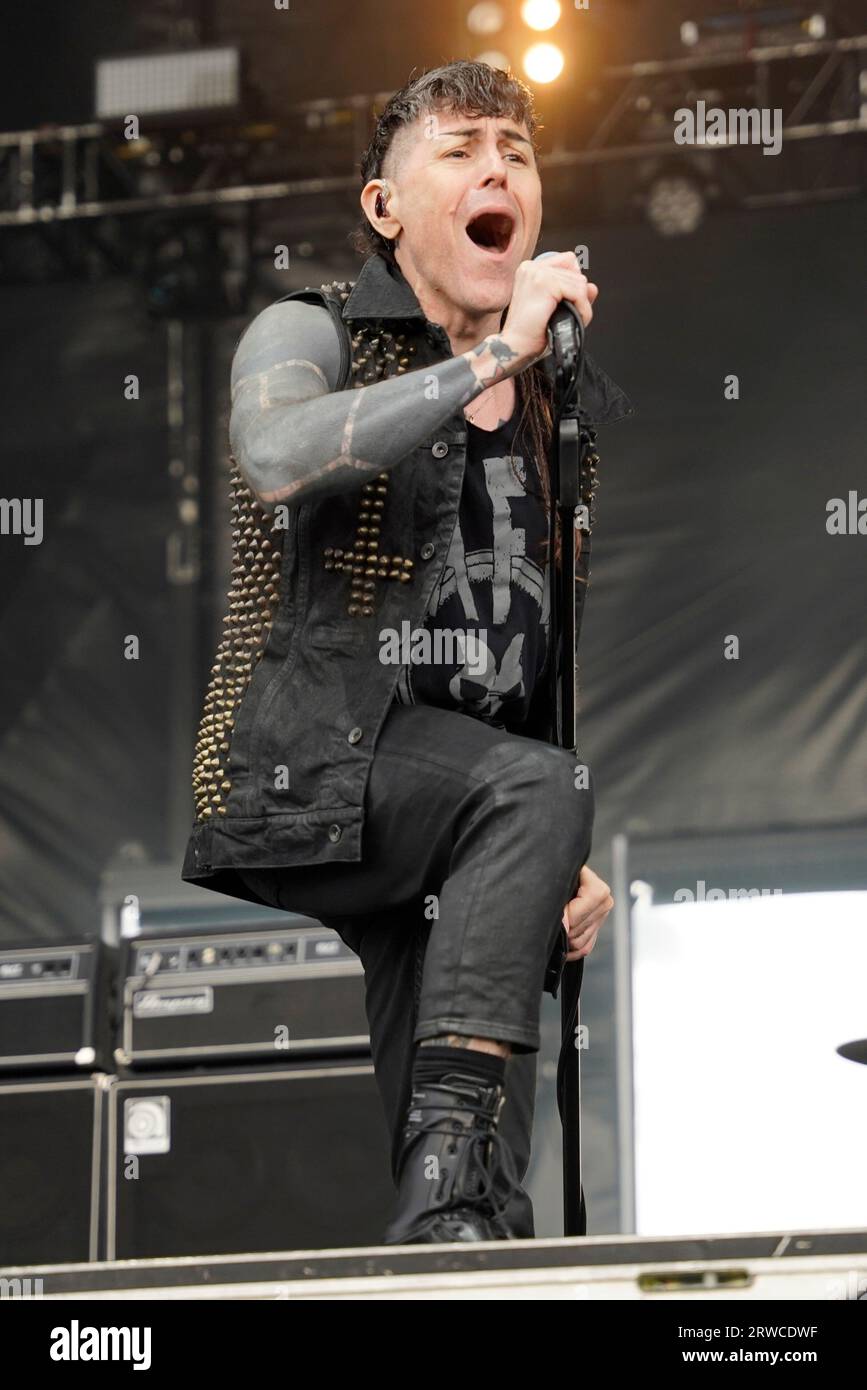 Davey Havok of the band AFI performs on day three of Riot Fest on ...