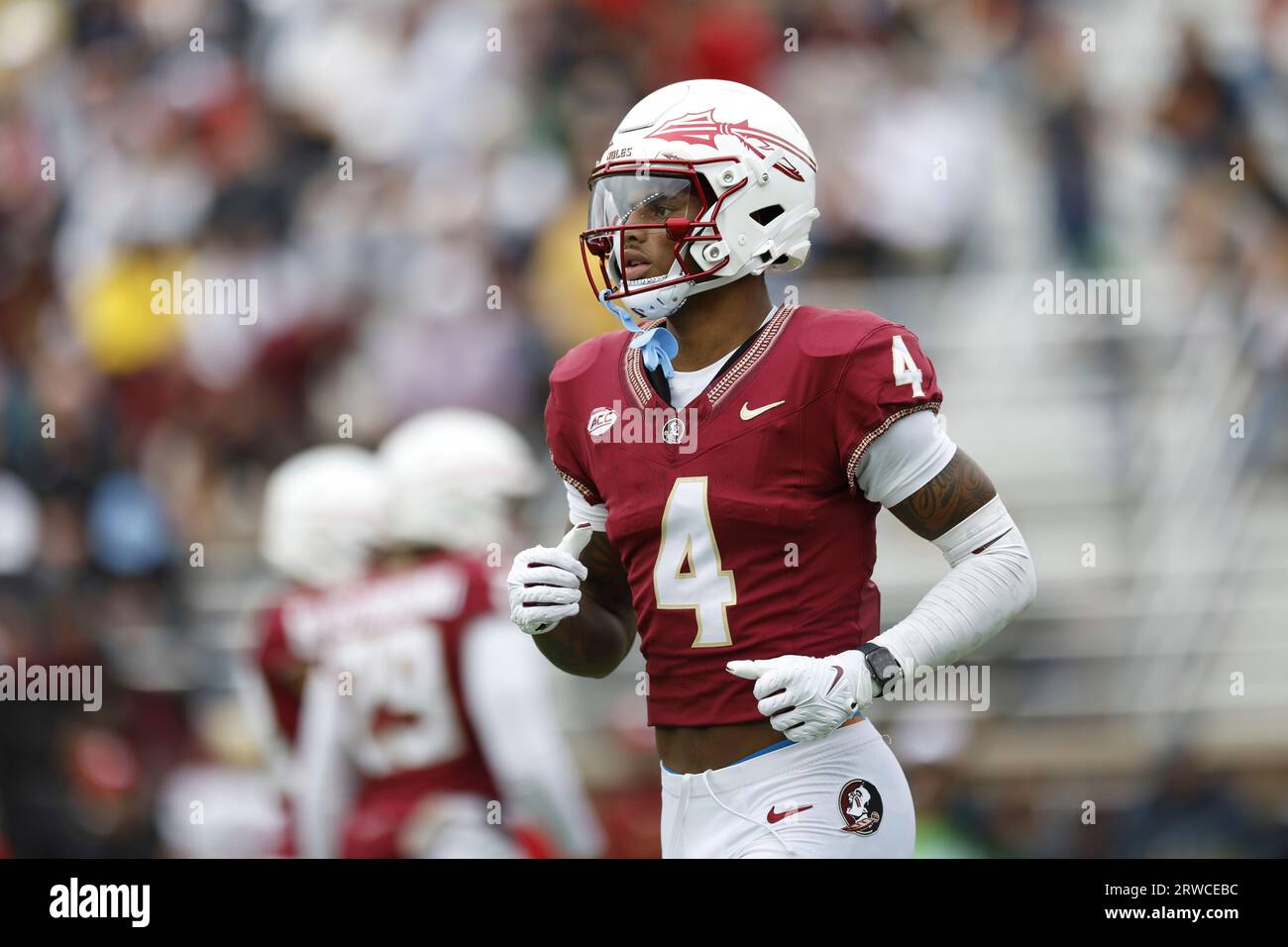 Florida State wide receiver Keon Coleman (4) runs during the first half ...