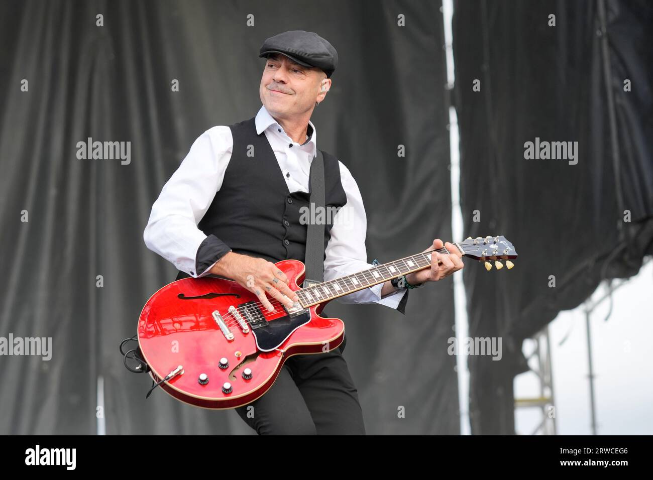 Dennis Casey of the band Flogging Molly performs on day three of Riot ...