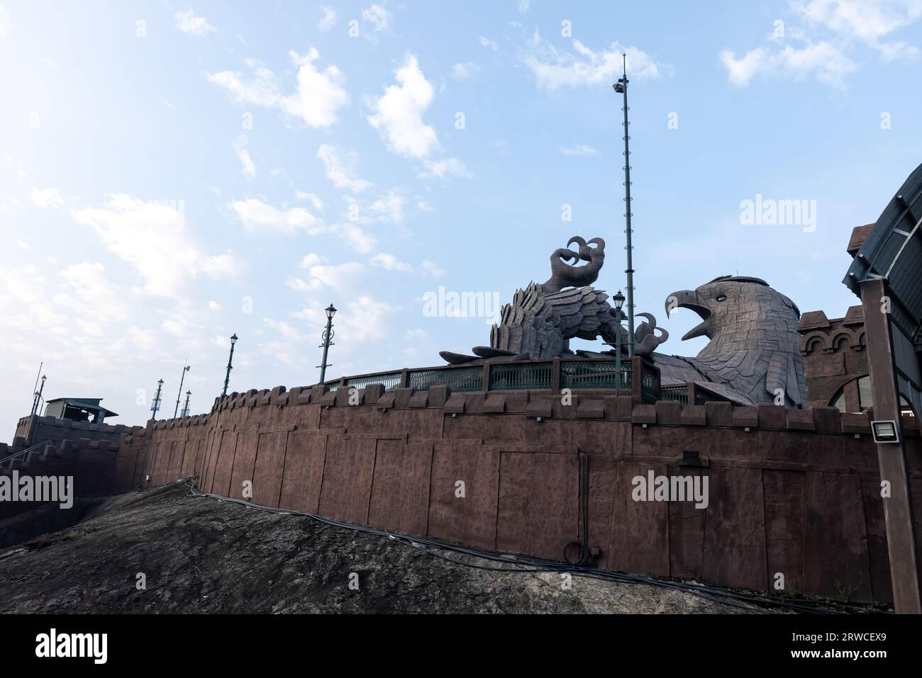 KOLLAM, KERALA, INDIA - JANUARY 07, 2021: Sculpture of Jatayu, a divine ...
