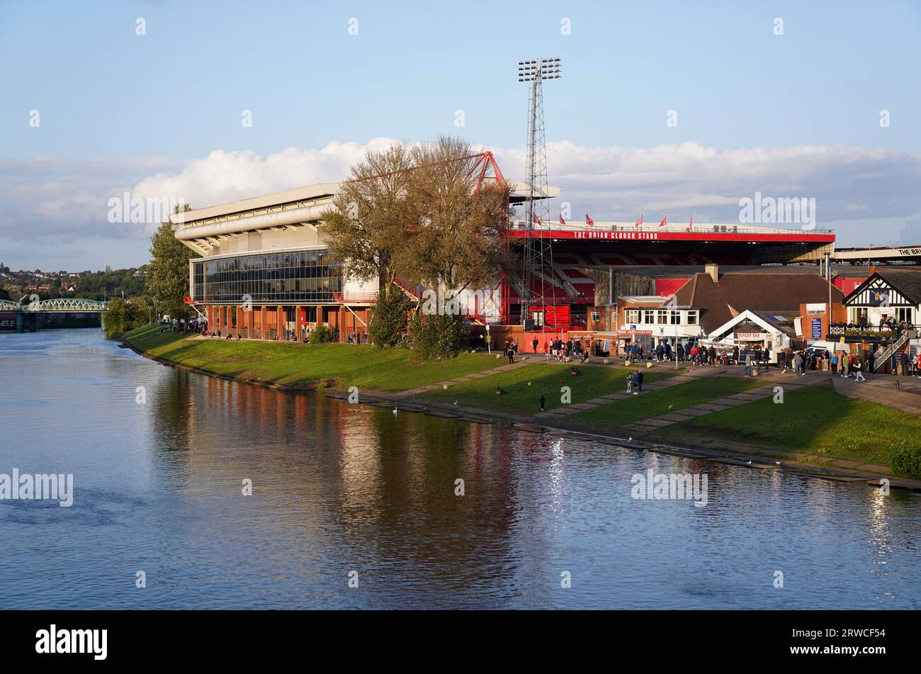 A view of the ground from Trent Bridge before the Premier League match ...