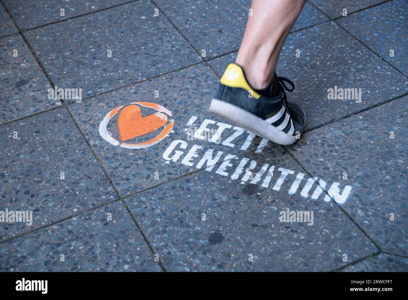 15.09.2023, Berlin, Germany, Europe - Sprayed lettering and logo of the ...