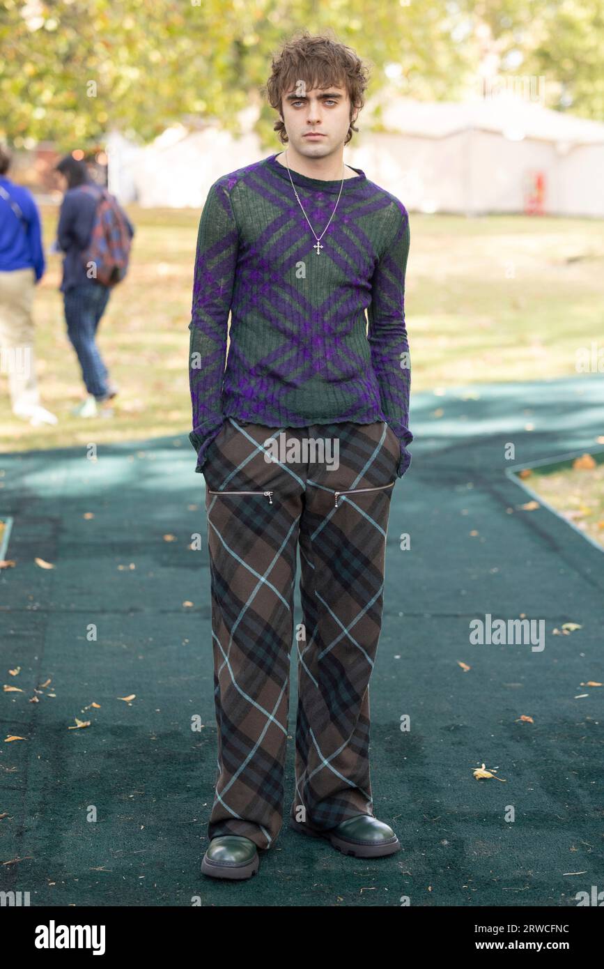 Lennon Gallagher poses for photographers upon arrival at the Burberry ...