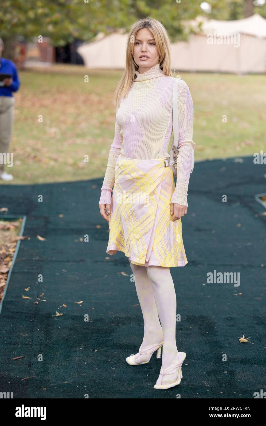 Georgia May Jagger poses for photographers upon arrival at the Burberry ...