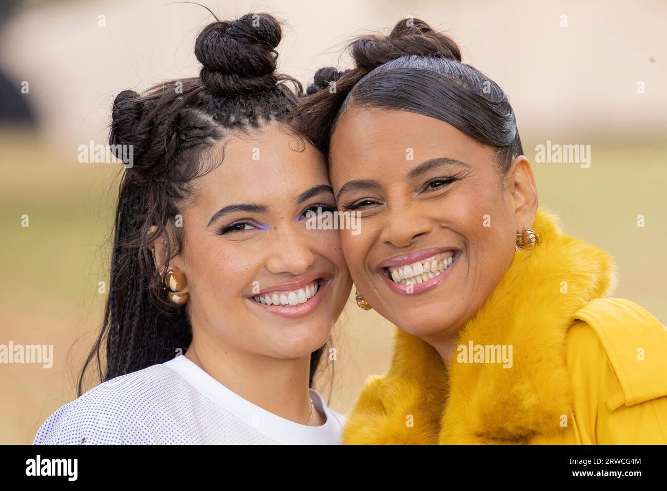 Mabel, left, and Neneh Cherry pose for photographers upon arrival at ...