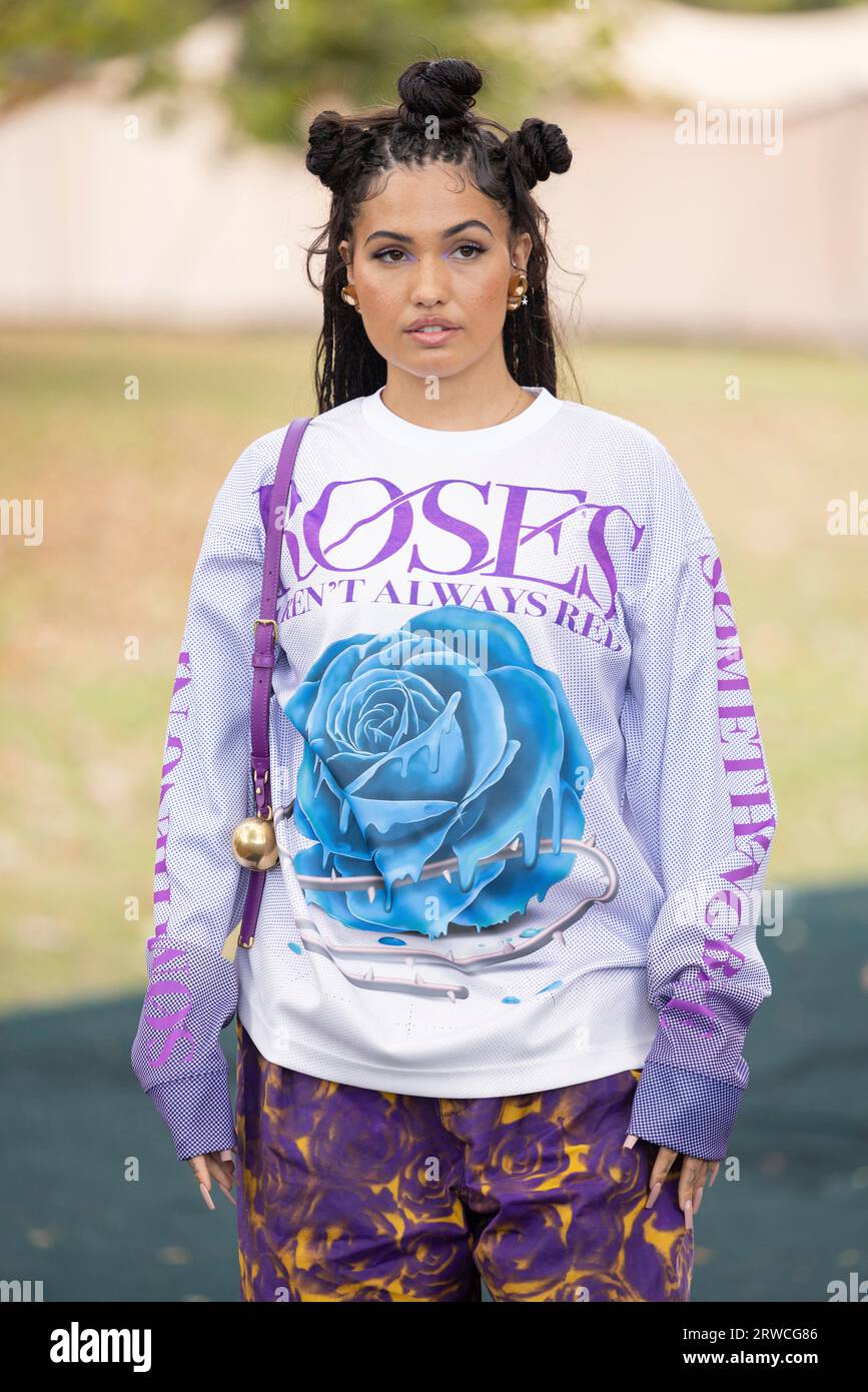 Mabel poses for photographers upon arrival at the Burberry Spring ...