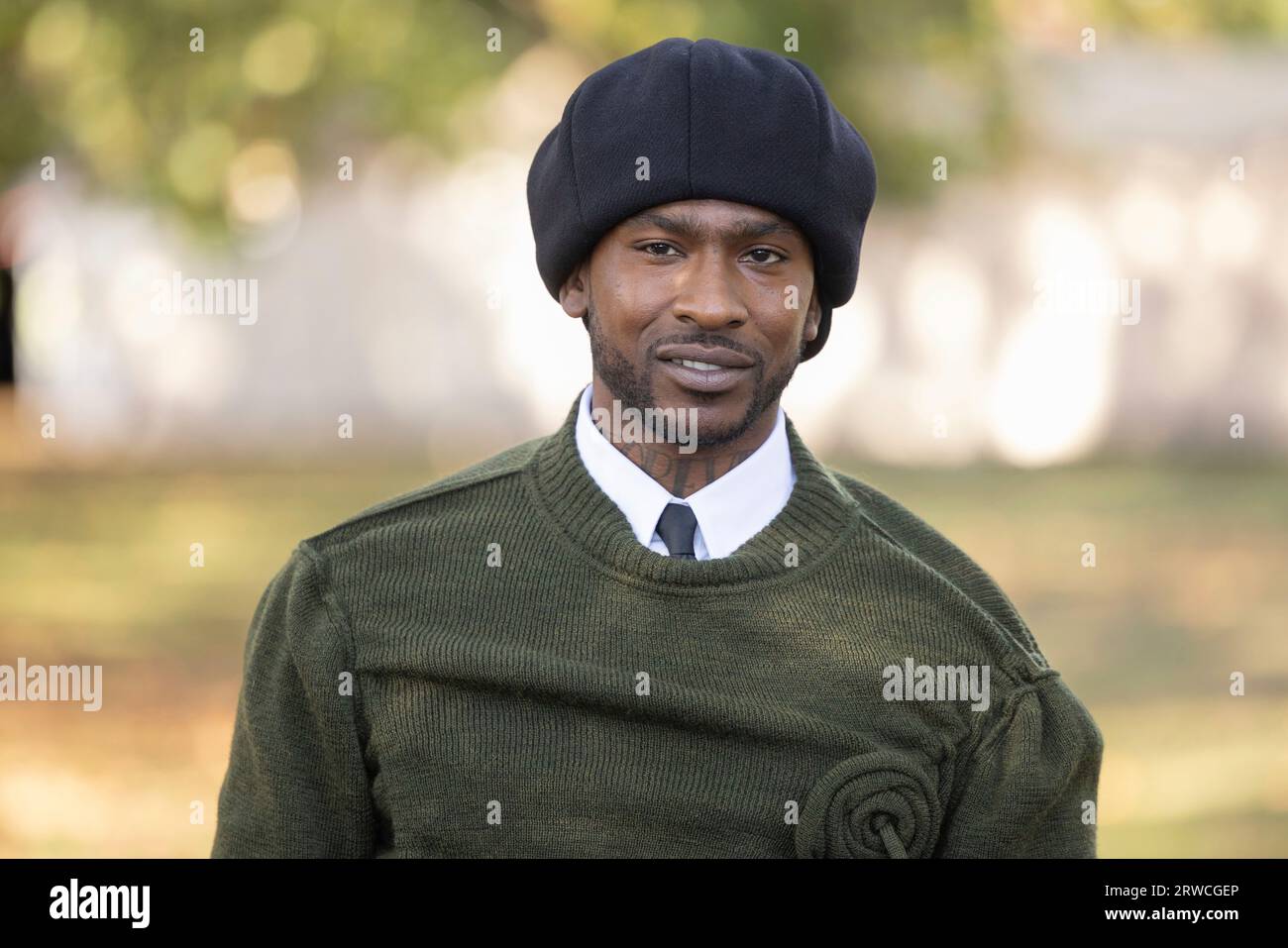 Skepta poses for photographers upon arrival at the Burberry Spring ...