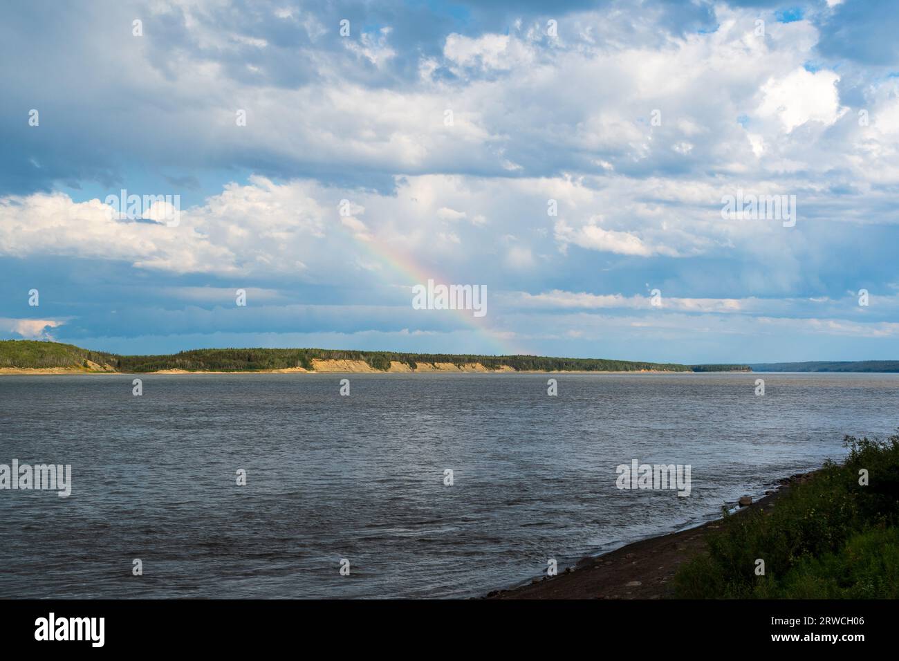 Rainbow Over The Beautiful Mackenzie River Near Fort Simpson, Northwest ...