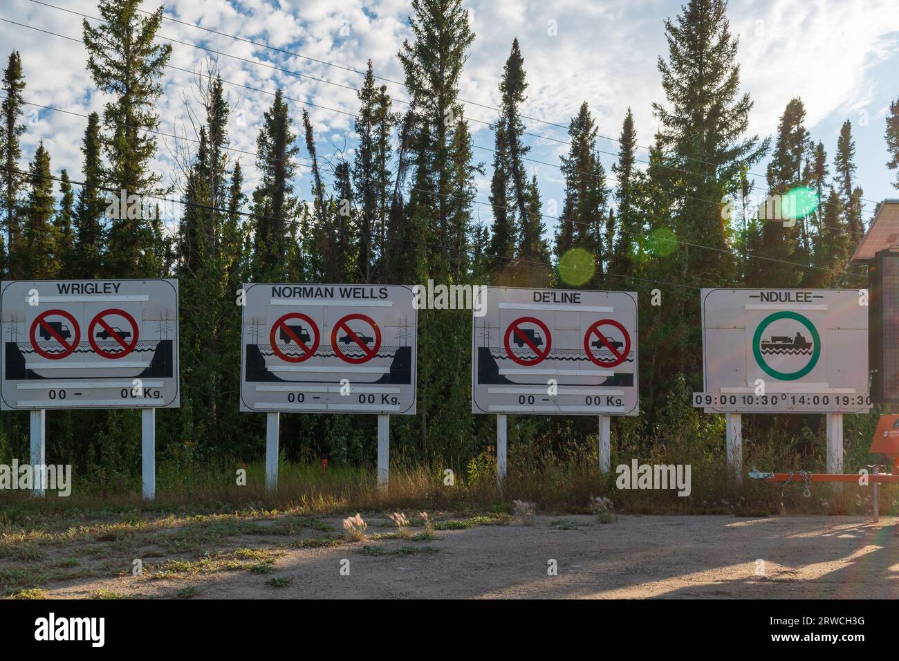 Fort Simpson, NT / Canada - 16 August 2022 : Ferry Status Signs, Fort ...