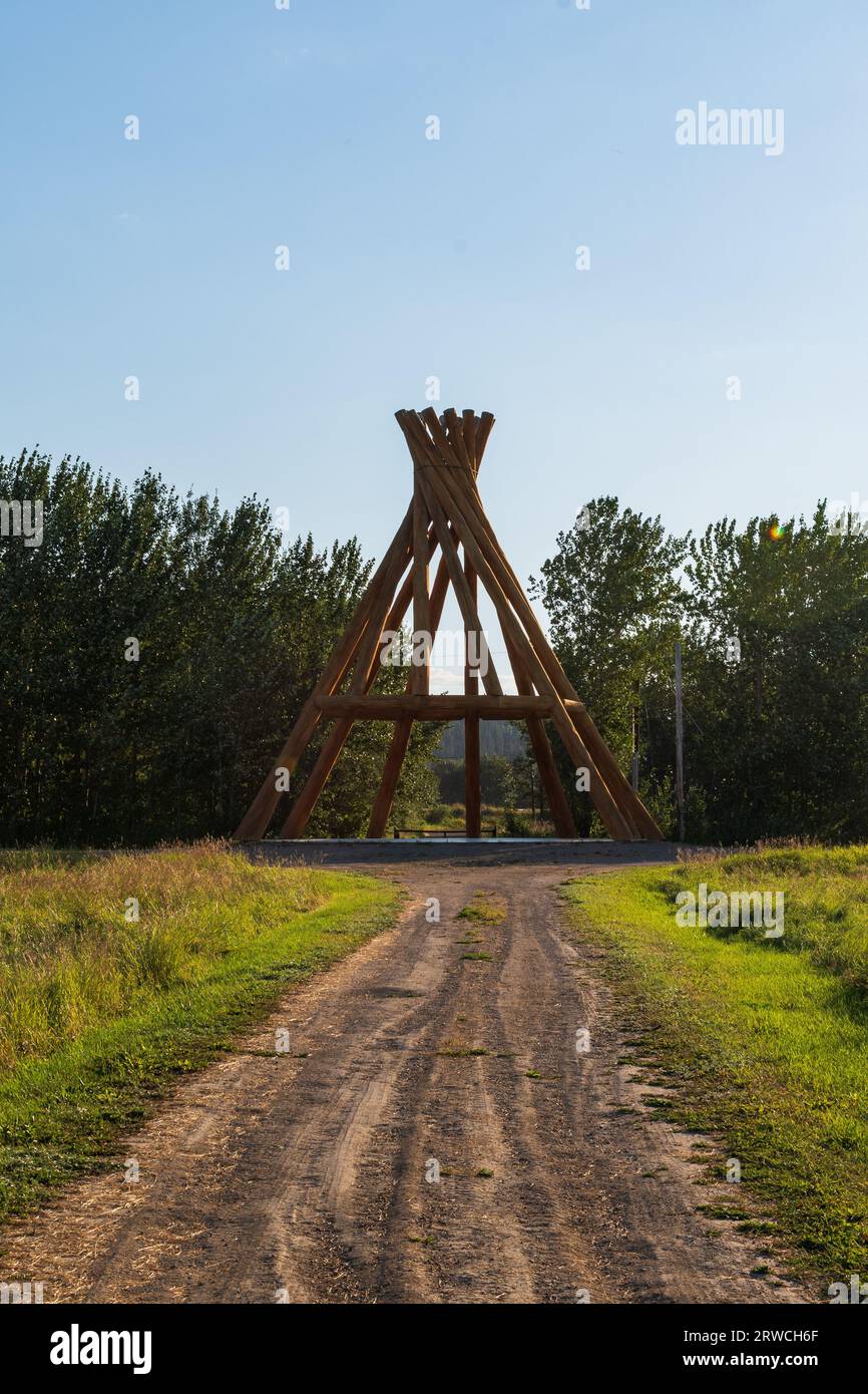 Fort Simpson, NT Canada - 16 AUG 2022: The tallest wooden teepee in the ...
