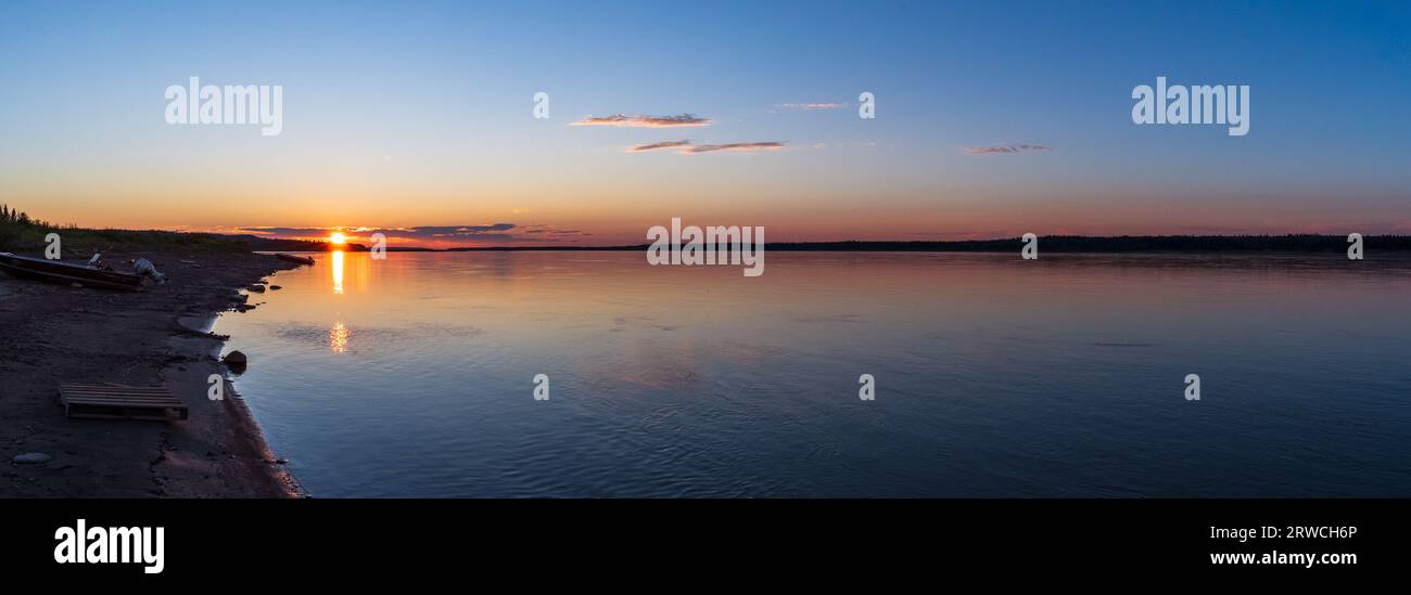 The Beautiful Mackenzie River at Sunset, Fort Simpson, NT, Canada Stock ...