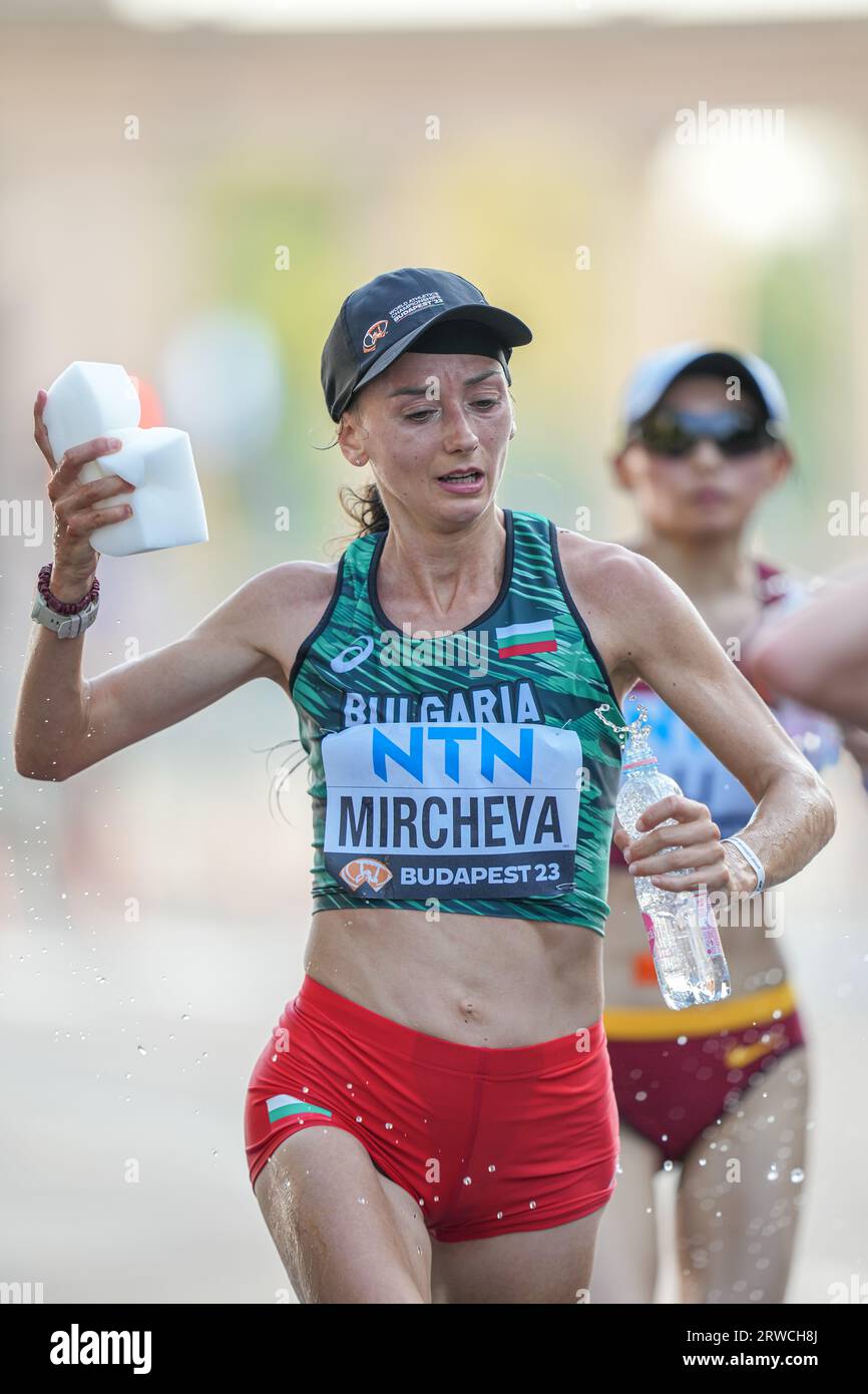 Militsa Mircheva participating in the marathon at the World Athletics Championships in Budapest ...