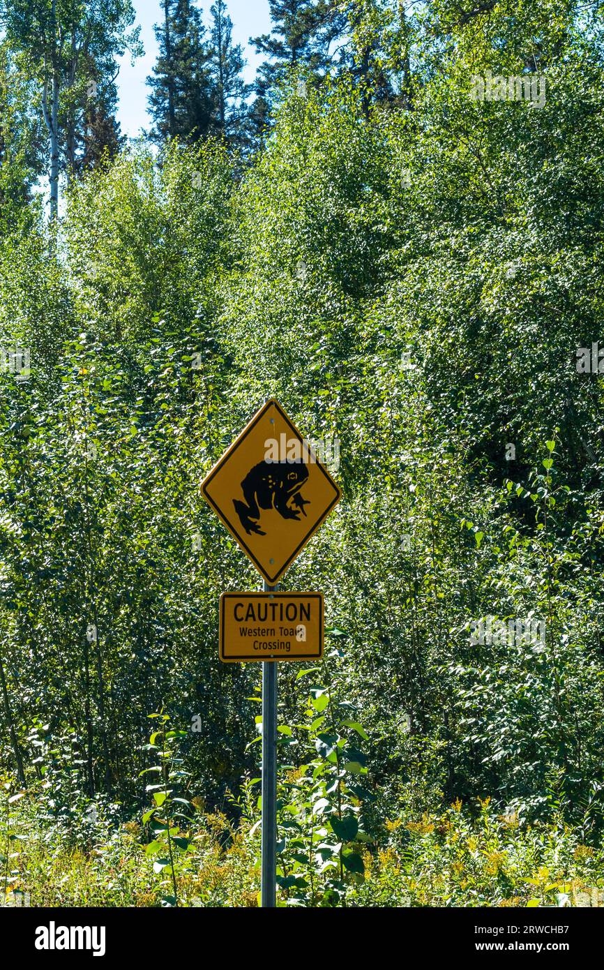 Western Toads Crossing caution road sign, Northwest Territories, NT ...