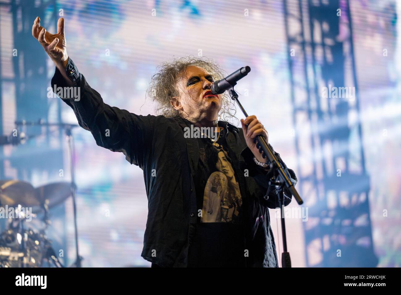 Robert Smith of The Cure performs on day three of Riot Fest on Sunday ...