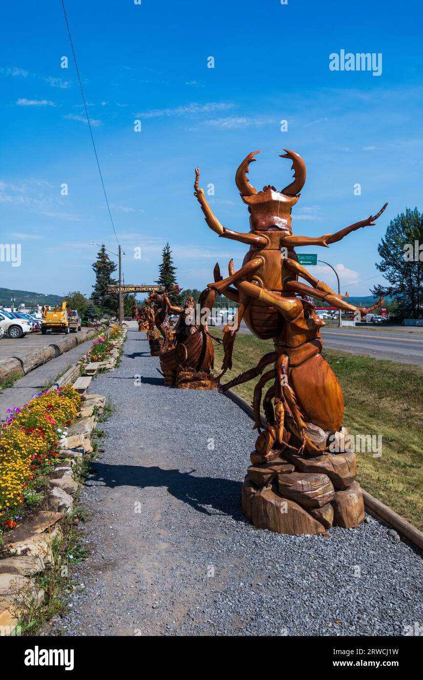 Chetwynd, BC Canada - 19 AUG 2022: Amazing wood carvings displayed ...