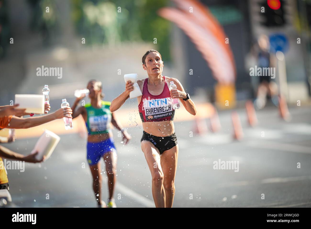 Karen Ehrenreich participating in the marathon at the World Athletics ...