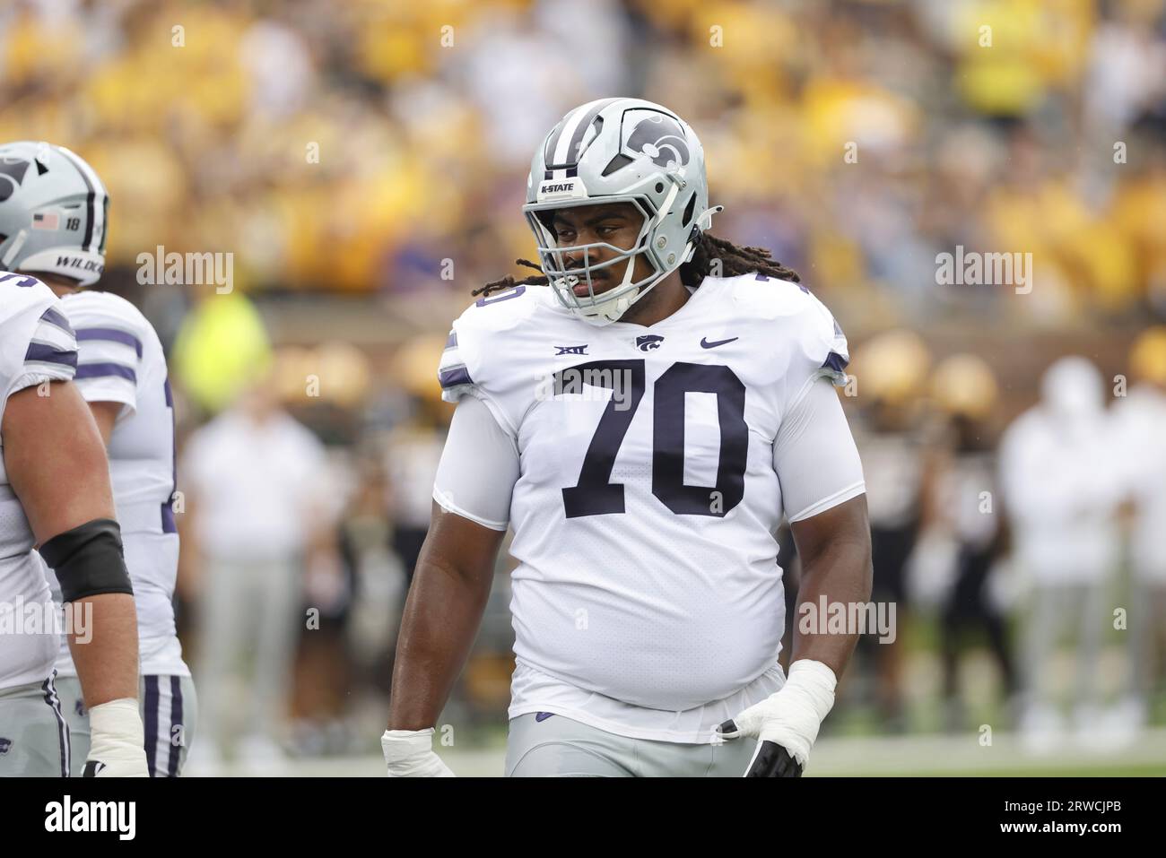 Kansas State offensive lineman KT Leveston (70) during an NCAA football game on Saturday, Sept ...