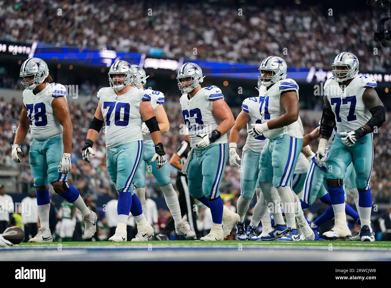 Dallas Cowboys offensive tackle Terence Steele (78), guard Zack Martin ...