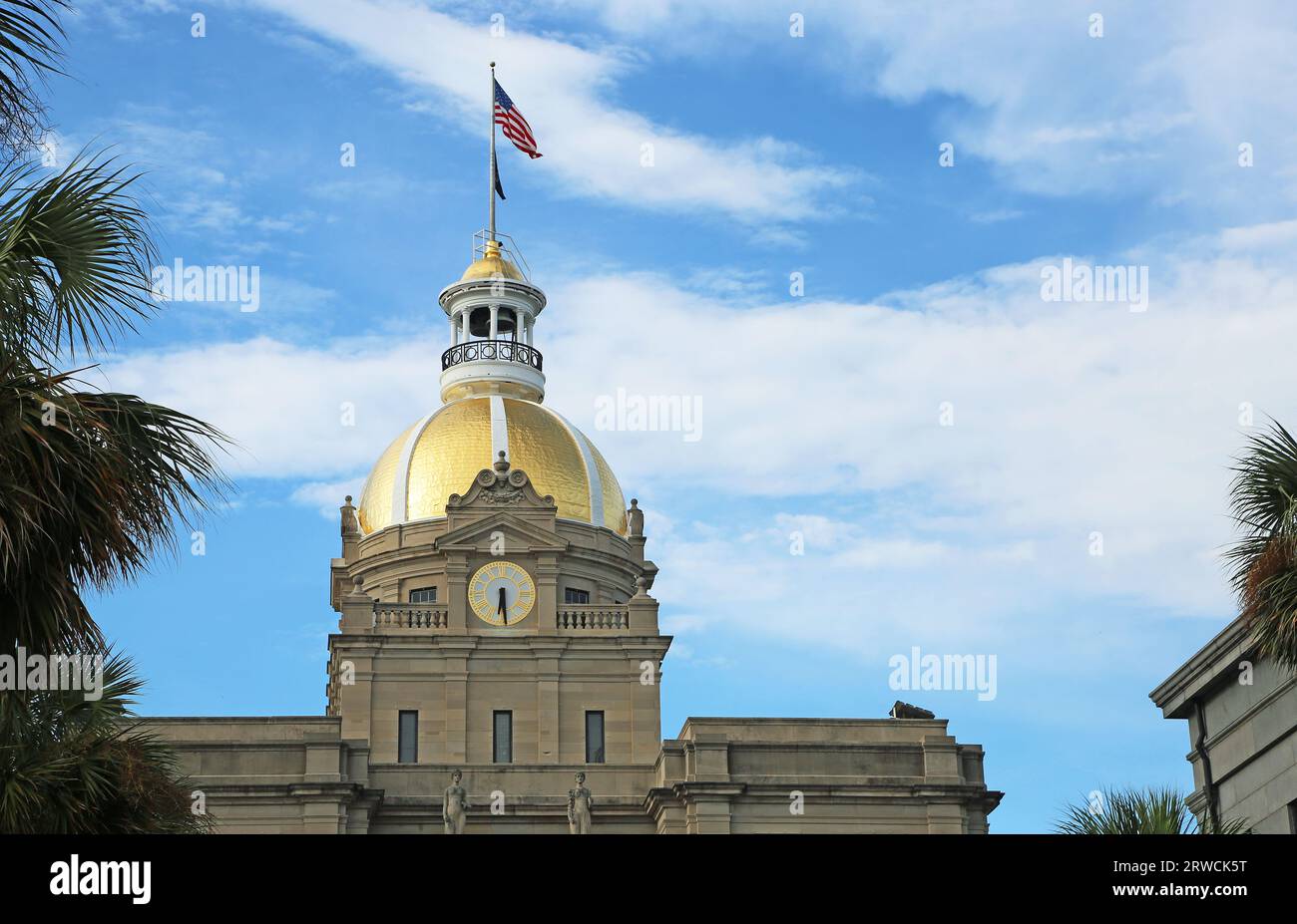 Golden Dome of City Hall - Savannah, Georgia Stock Photo - Alamy