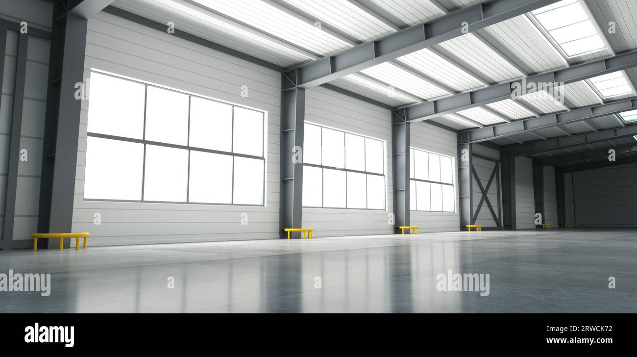 New empty warehouse or factory open space Stock Photo - Alamy