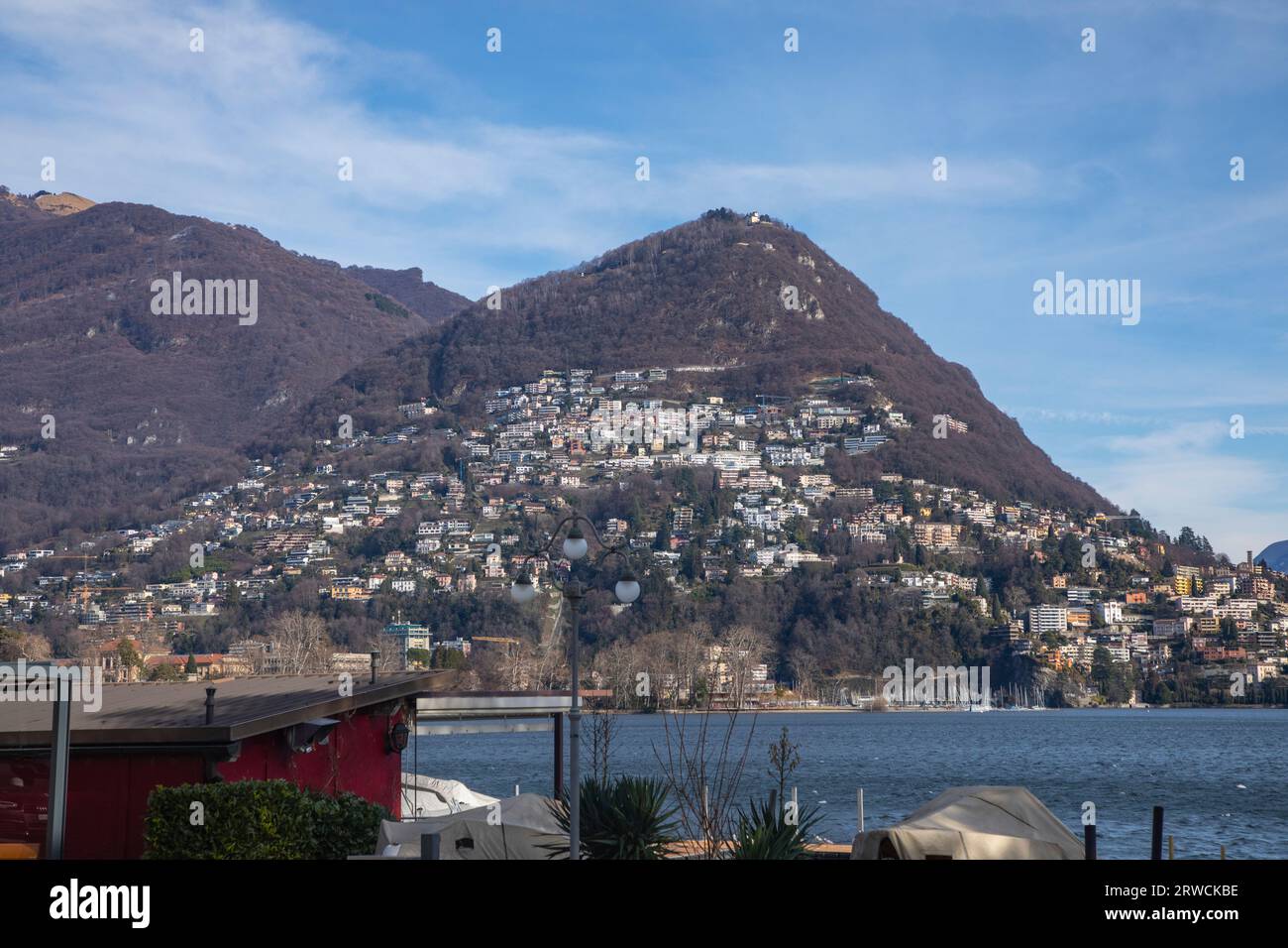 Lugano Switzerland, 21 January 2023: View of the city of Lugano, Ticino ...