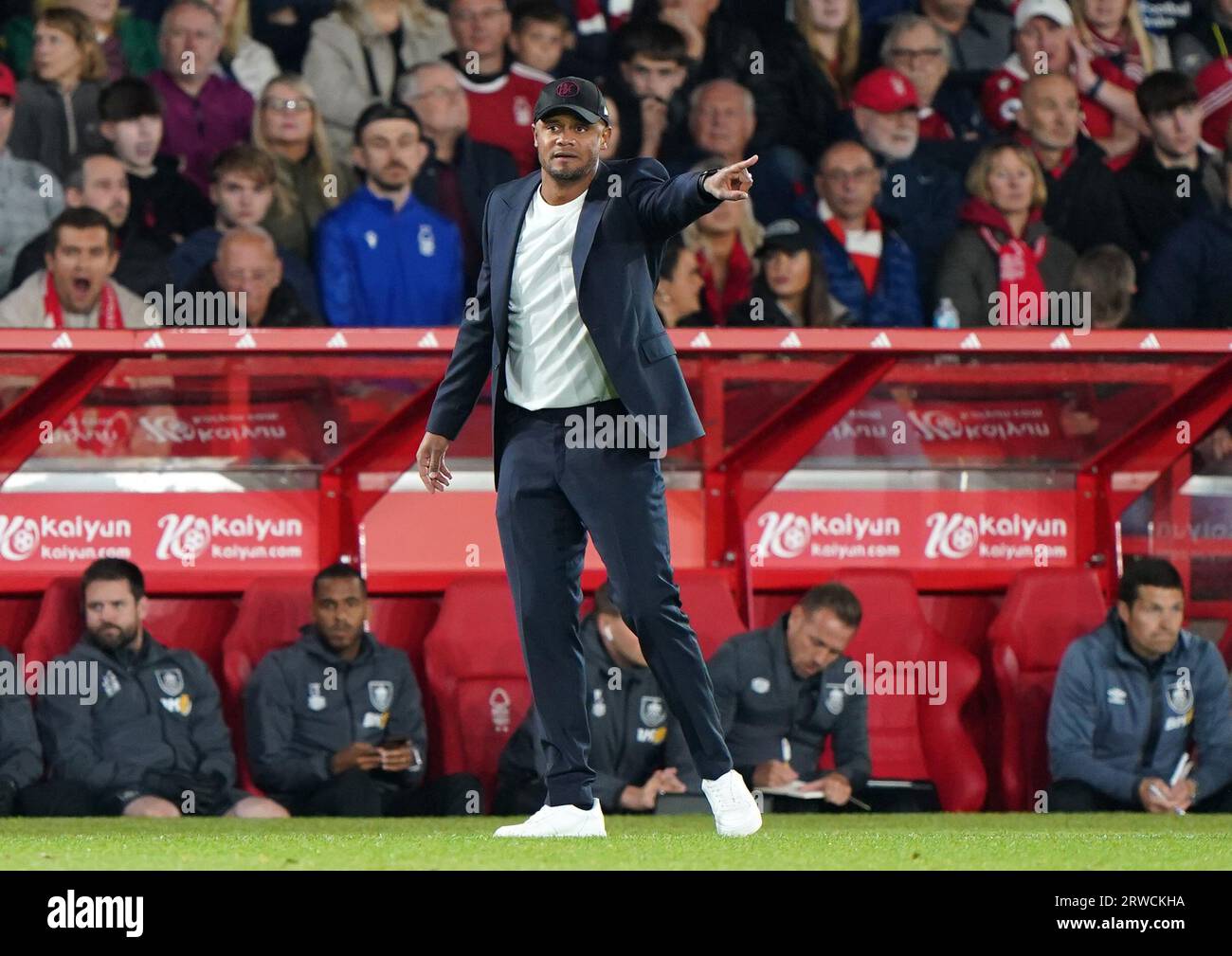 Burnley manager Vincent Kompany gestures on the touchline during the ...