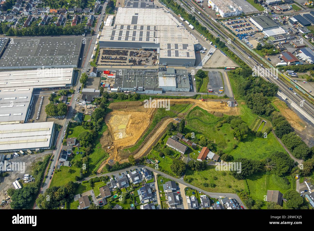 Aerial view, Sonepar branch Germany Region West, next door construction ...