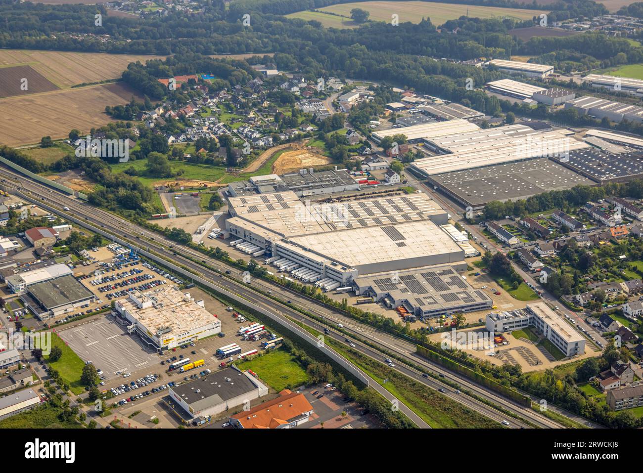Aerial view, Sonepar branch Germany Region West, next door construction ...