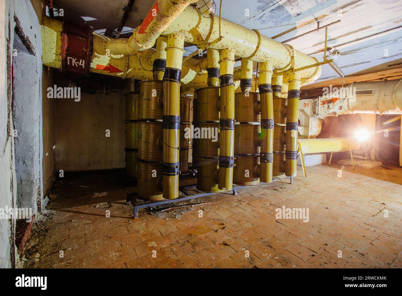 Air filtration and ventilation system in Soviet bunker or bomb shelter ...