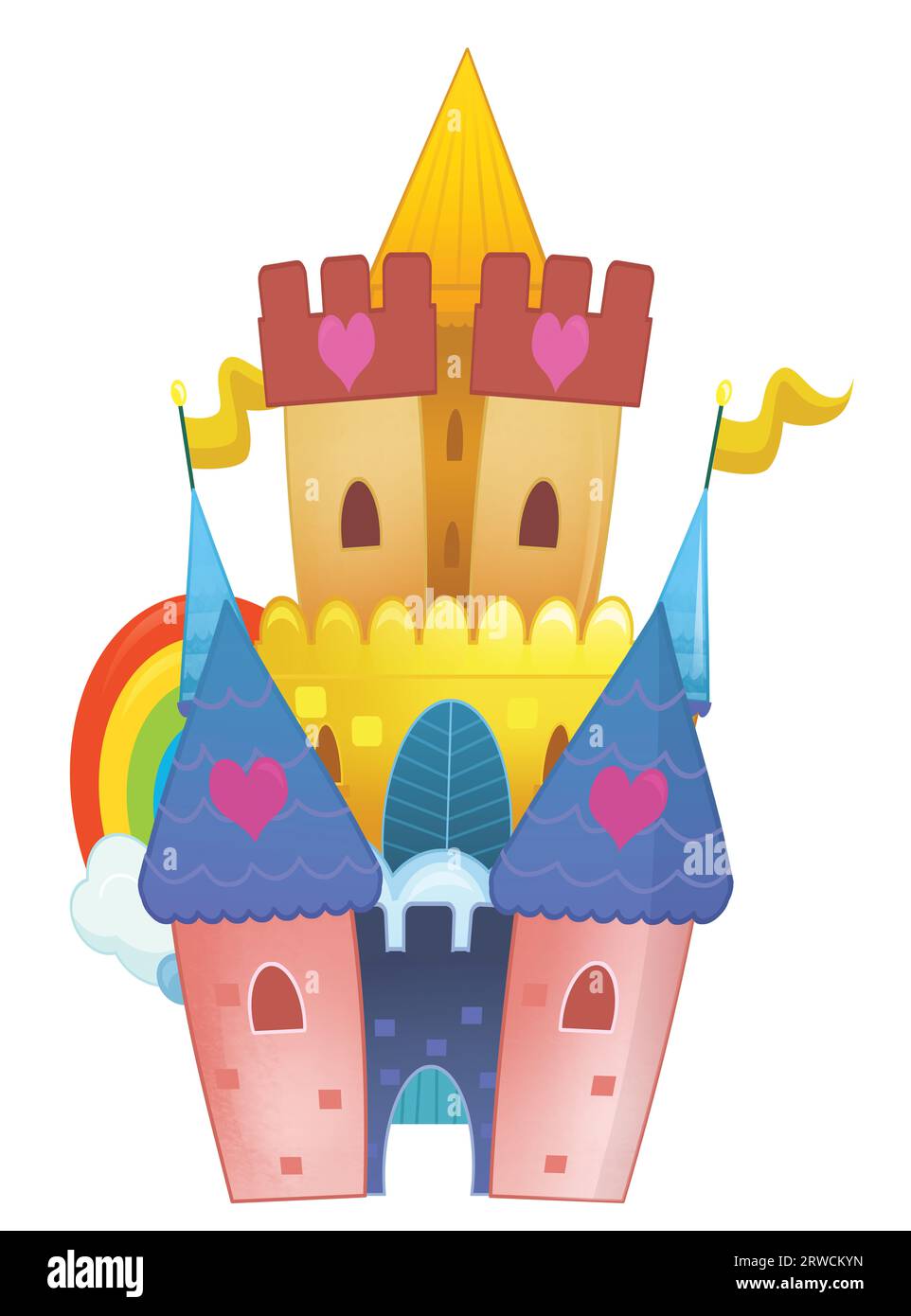 cartoon beautiful and colorful medieval castle isolated illustration ...