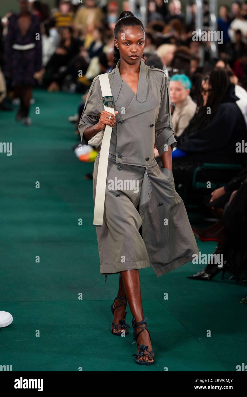 Leomie Anderson wears a creation for the Burberry Spring Summer 2024 ...