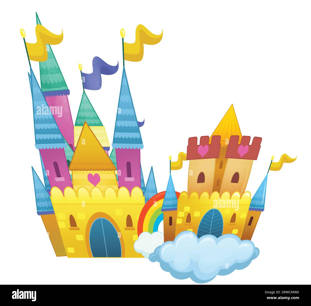 cartoon beautiful and colorful medieval castle isolated illustration ...