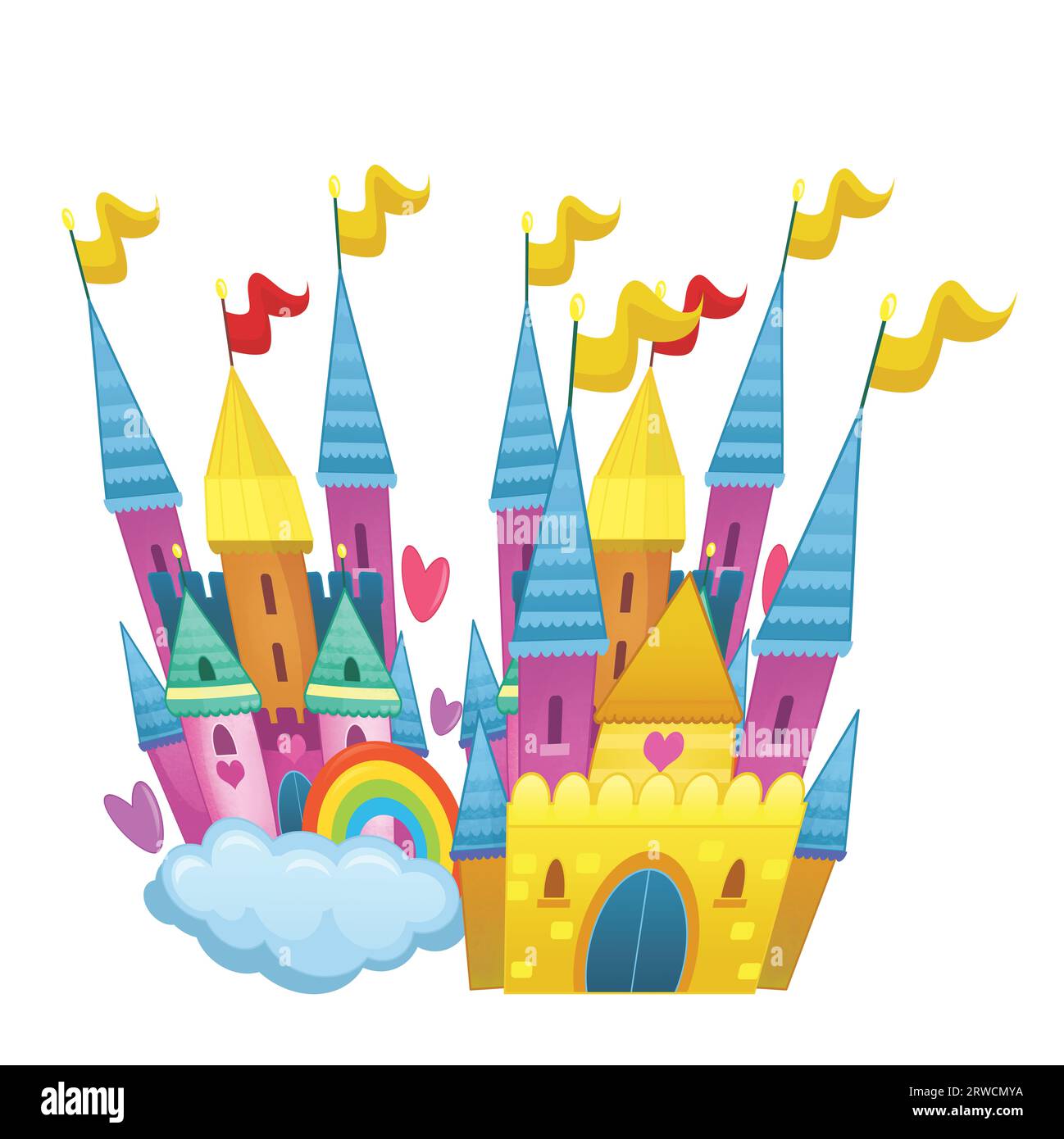 cartoon beautiful and colorful medieval castle isolated illustration ...
