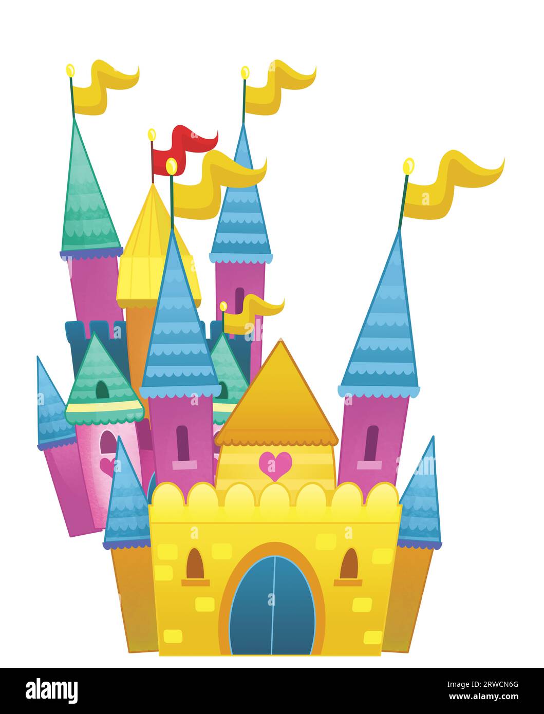 cartoon beautiful and colorful medieval castle isolated illustration ...