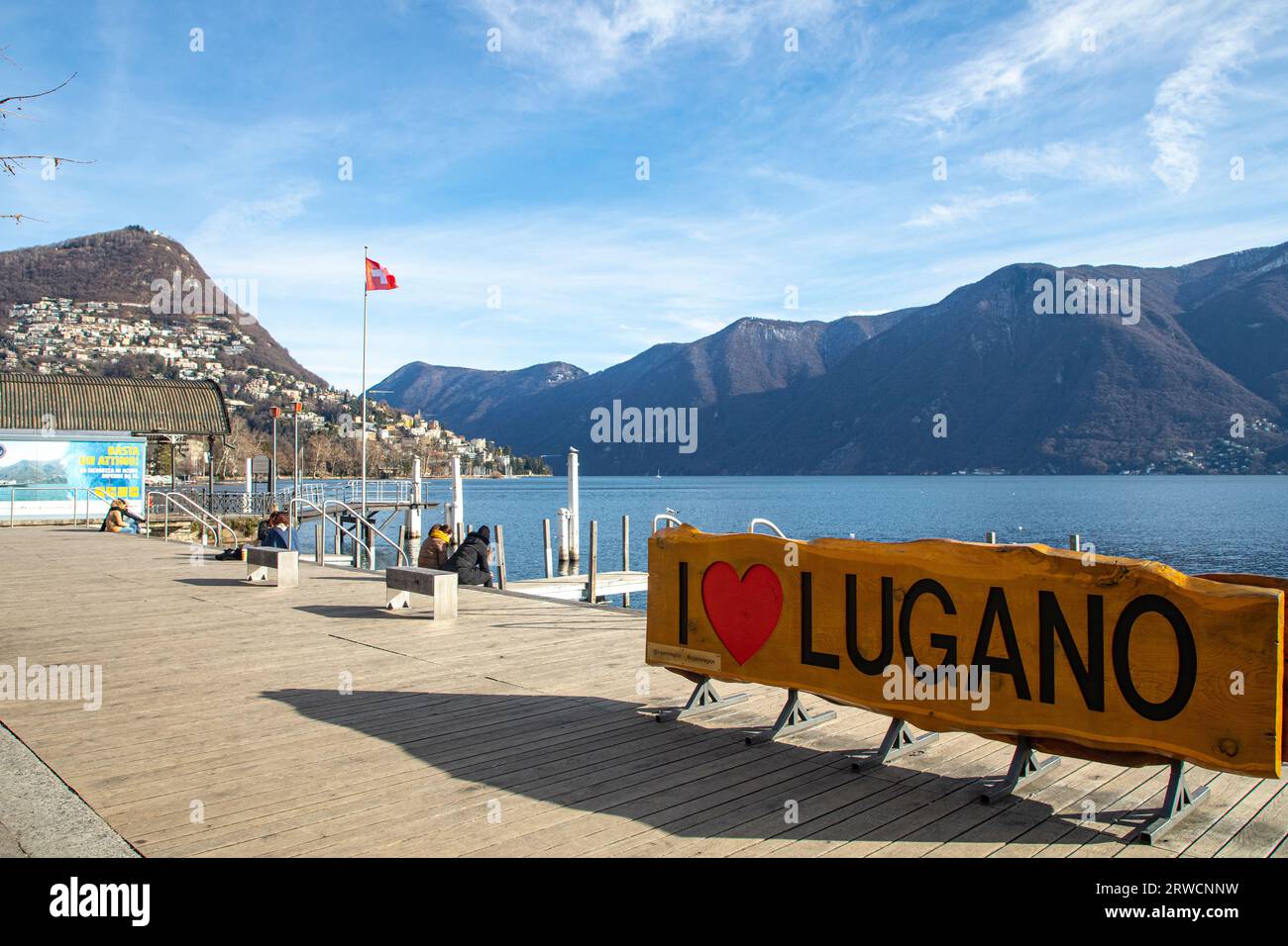 Lugano, Switzerland, 21 January 2023: Waterfront of Lugano, Ticino ...