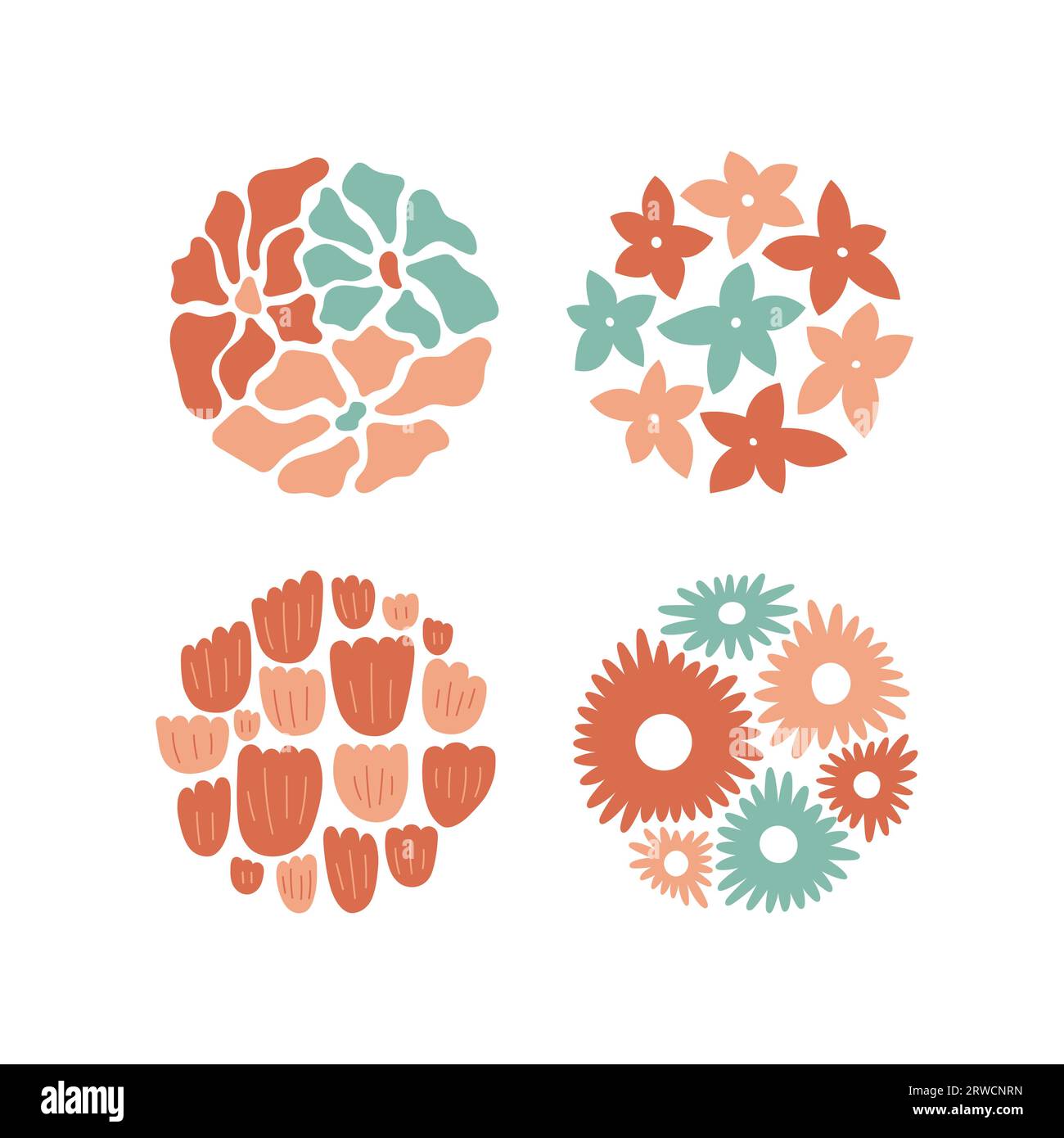 Round shape abstract flower wall art, poster, decoration for card ...