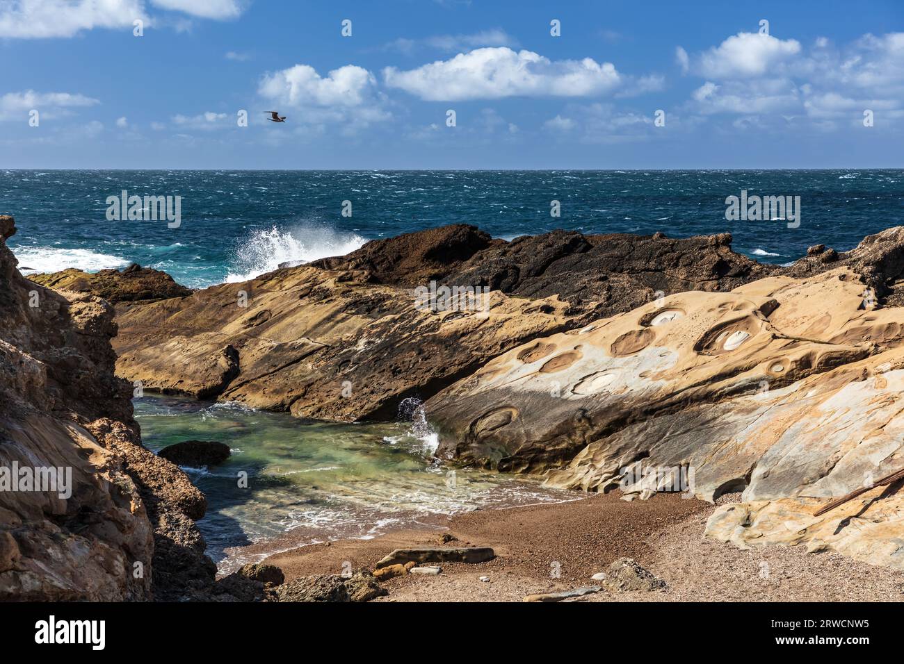 Rocky shore with inlet at Point Lobos Nature Preserve, Monterey ...