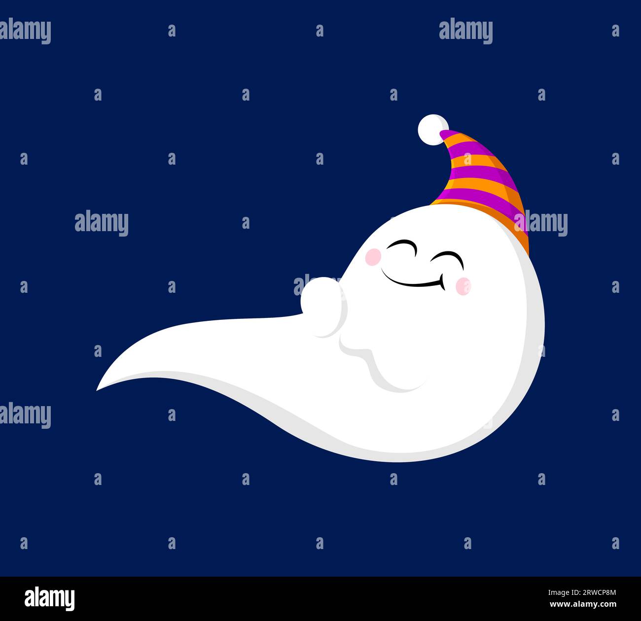 Cartoon Halloween kawaii sleeping ghost character. Isolated vector ...