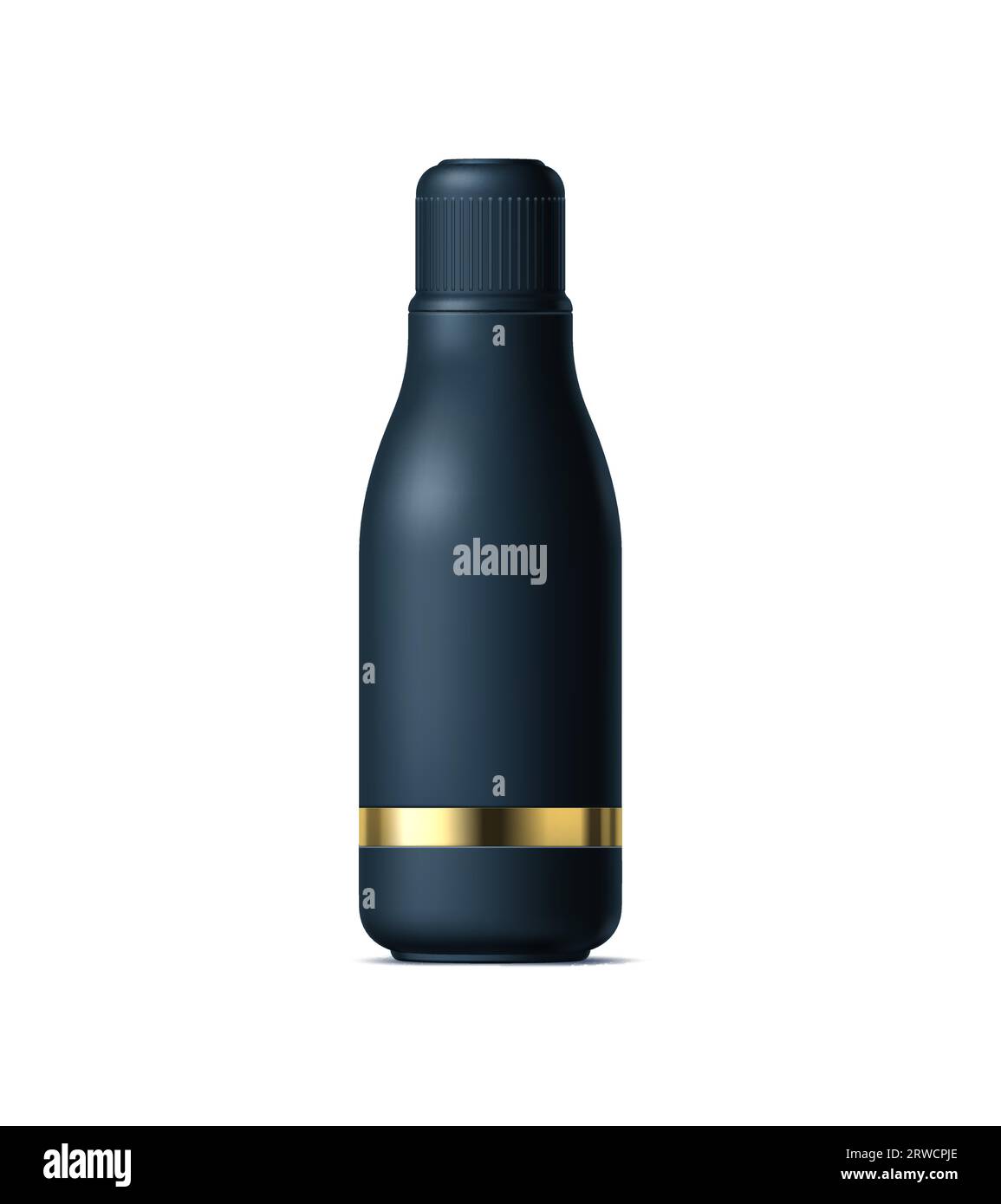 Realistic black cosmetics bottle, tube and plastic container. Stylish ...