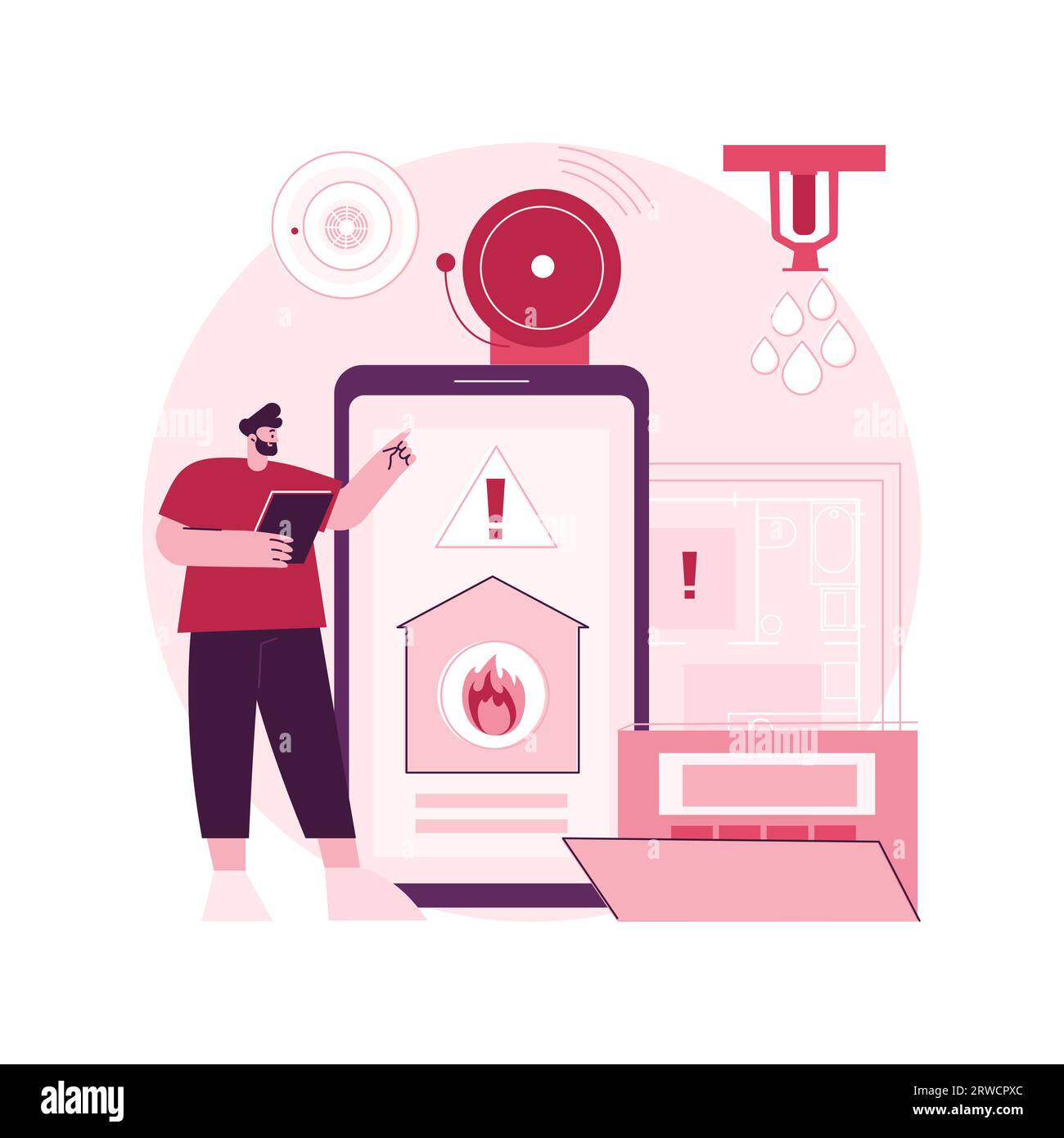 Fire alarm system abstract concept vector illustration. Fire alarm ...