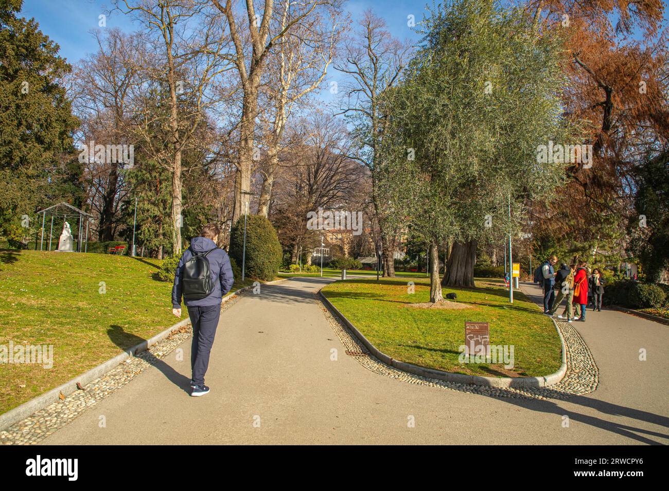 Lugano Switzerland, 21 January 2023: People walking inside Parco Civico ...