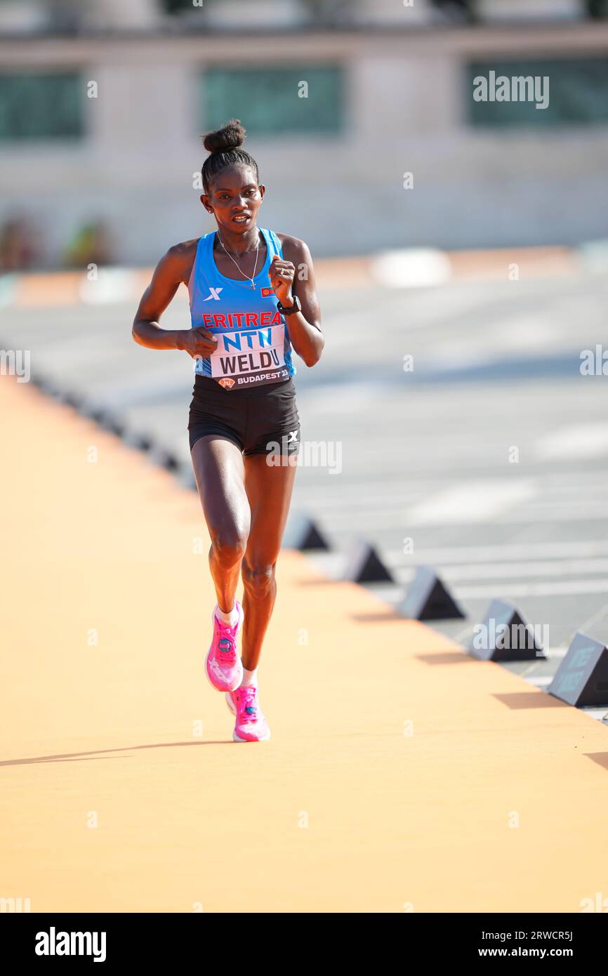 Nazret WELDU participating in the marathon at the World Athletics ...