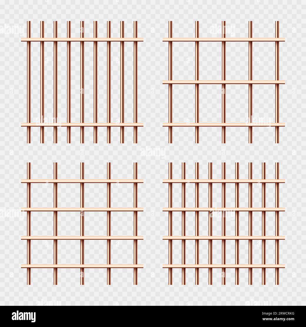 Various shiny metal prison bars collection. Realistic detailed jail ...